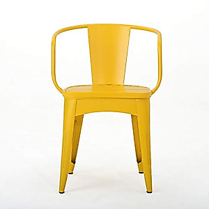 Christopher Knight Home Colmar Outdoor Iron Bistro Set, 3-Pcs Set, Matte Yellow