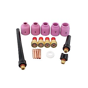 XtremeAmazing TIG Welding Torch Consumables Cup Gas Lens and Collet Gasket Back Cap Kit for WP 9 20 25 T32 1/16 3/32 1/8 Set of 17