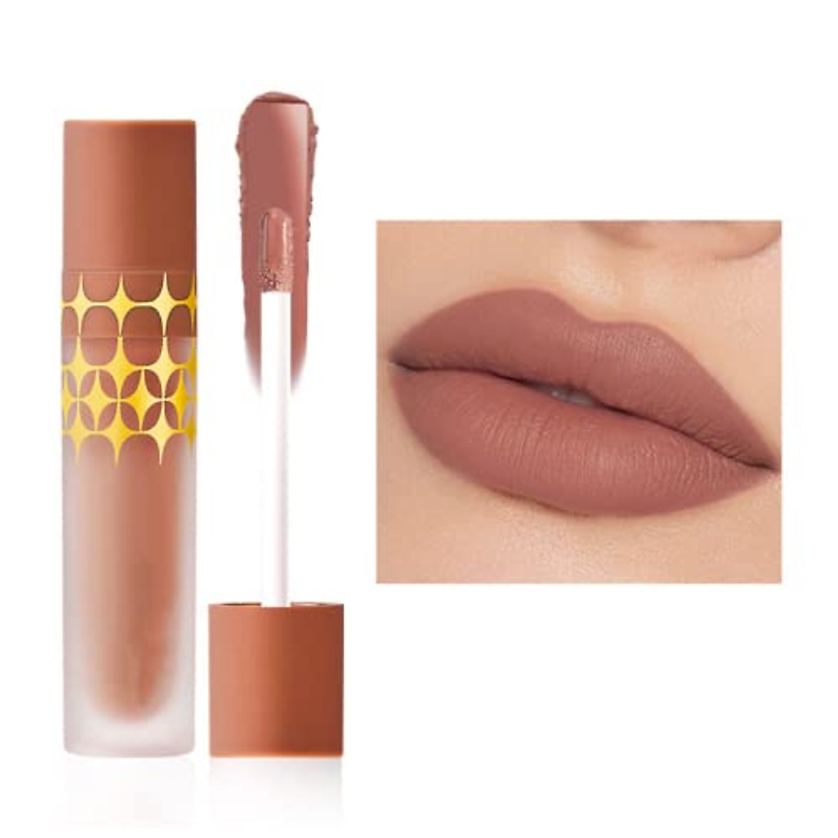 Rosarden Nude Lipstick, Lipstick, Matte Lipstick Long Lasting Lipstick, Liquid Lipstick Long Wear Moisturizing Lipstick, Smudge Proof Matte Nude Lip Gloss, Neutral Light Brown Lipstick for Girls ,Young and Older Women