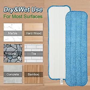 Layers 18"Microfiber Replacement Mop Pads- Reusable Mop Heads Refills fit for Most 16-18inch Spray Velcro Mop, Machine Washable Absorbent Mop Pads- 3Pack