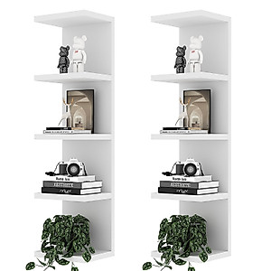 LitaEther 5 Tier Lack Floating Shelf,Set of 2 White Wall Shelf Unit,Display Shelf