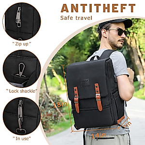 Vintage Backpack Anti Theft Laptop Backpack Men Women Business Travel Computer Backpack School College Bookbag Stylish Water Resistant Vintage Backpack with USB Port Fits 15.6 Inch Laptop Black