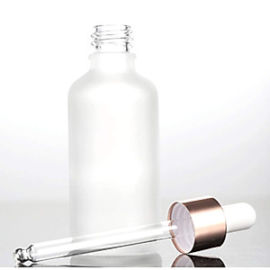 100ml/3.4oz Frosted Glass Dropper Bottles,2 Packs Essential Oil Dropper Bottles Perfume Sample Bottles Cosmetic Containers With Glass Eye Dropper (rose gold lids)