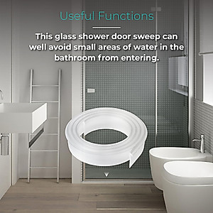 Framed Shower Door Bottom Seal, 1/4" Shower Door Sweep for Framed & Swing Shower Doors, 36" Long Angled T Drip Clear Vinyl Shower Door Seal Strip, Shower Door Replacement Parts