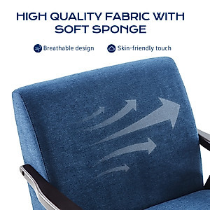 Batohom Solid Wooden Armchair with Ottoman,Mid Century Modern Chair and Footrest,Upholstered Club Chair and Ottoman Set,Comfy Reading Tufted Accent Chair for Bedroom,Side Living Room Chair (Blue)