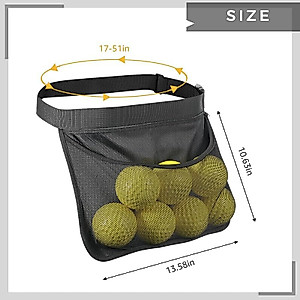 SkiPdr 2PCS Tennis Ball Band Holder Ball Pouch, Easy Holding 8-10 Pickle Balls or Tennis, Adjustable Tennis Ball Holder Waist Pouch, Mesh Tennis Ball Belt Pouch Pickleball Tennis Ball Holder Bag