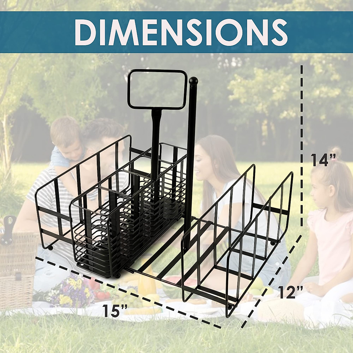 Gemini Home Collection Picnic Caddy, Outdoor Picnic Condiment Organizer, and Flatware Utensil Caddy, Silverware Condiment Organizer Suitable for Dining, Entertaining, Picnics, Kitchen