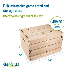 Giantville Giant Tumbling Timber Toy - Premium Pine Wood Life-Size Blocks Tower - Big Floor/Board Indoor/Outdoor Yard Game for Kids & Adults - 60-Pieces + Storage Crate/Platform - Grows to Over 5-Feet