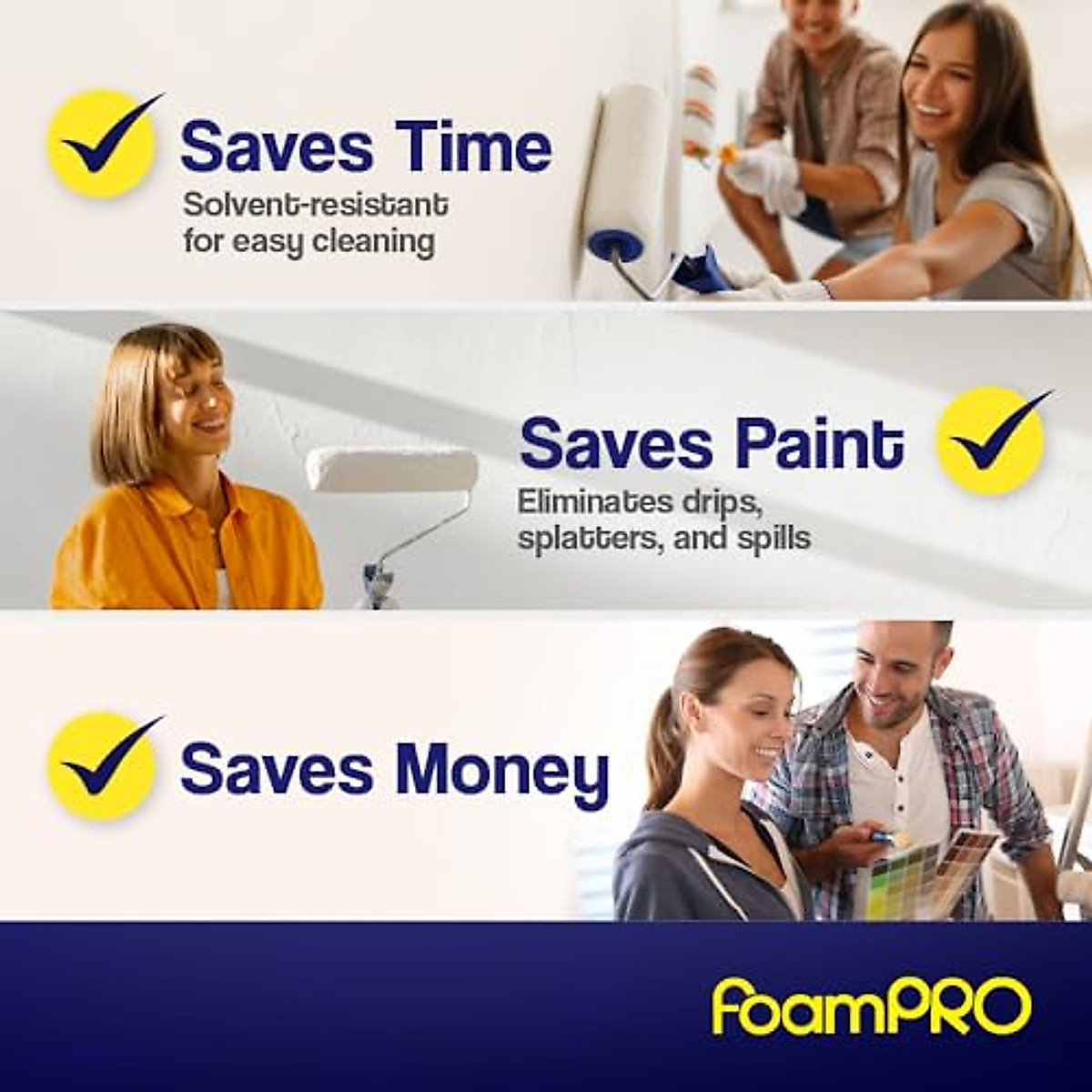 FoamPRO 61-5 Paint Can Spout, 5 Pack | One Size Fits All Pint, Quart & Gallon Painting Cans | All In One Pouring Accessory, Paint Brush Holder & Wiper | Paint Bucket Attachment With Yellow Mixing Tips