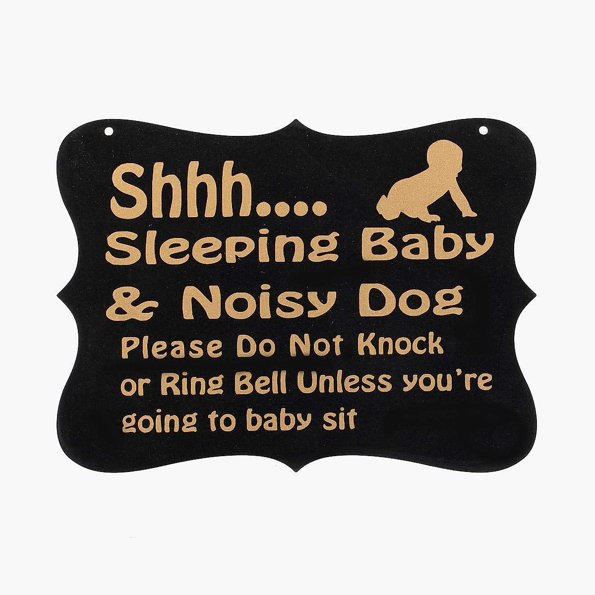 BinaryABC Baby Sleeping Sign ,Baby Do Not Disturb Door Hanger Sign,Baby Room Decorative Wooden Plaques