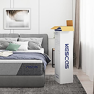 Kescas 12.5 Inch Spring Hybrid Full Mattress -Bamboo Charcoal Cooling Gel Memory Foam, Moisture Wicking Cover, Edge Support - Pocket Innersprings for Motion Isolation - Made in North America