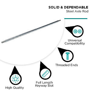 AlveyTech 36" Steel Axle Rod with 1" Diameter, 3/4" Step Down, 3/4-16" Fine Thread Ends, Full Length 1/4" Keyway for Go-Karts - GoKart Keyed Axle Shaft for ATV, Go-Kart, Quad, Dune Buggy (36 Inch)