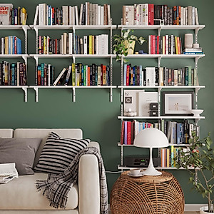 Wallniture Turin 36 inch x 6 in Floating Shelves for Wall Storage, Adjustable Shelf Brackets, Wall Book Shelf for Living Room, Adjustable Closet Shelves, Shelving Units and Storage, White, Wood