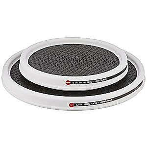 Copco 5220593 Non-Skid Pantry Cabinet Lazy Susan Turntable, 9-Inch and 12-Inch, White/Gray, 2-Pack