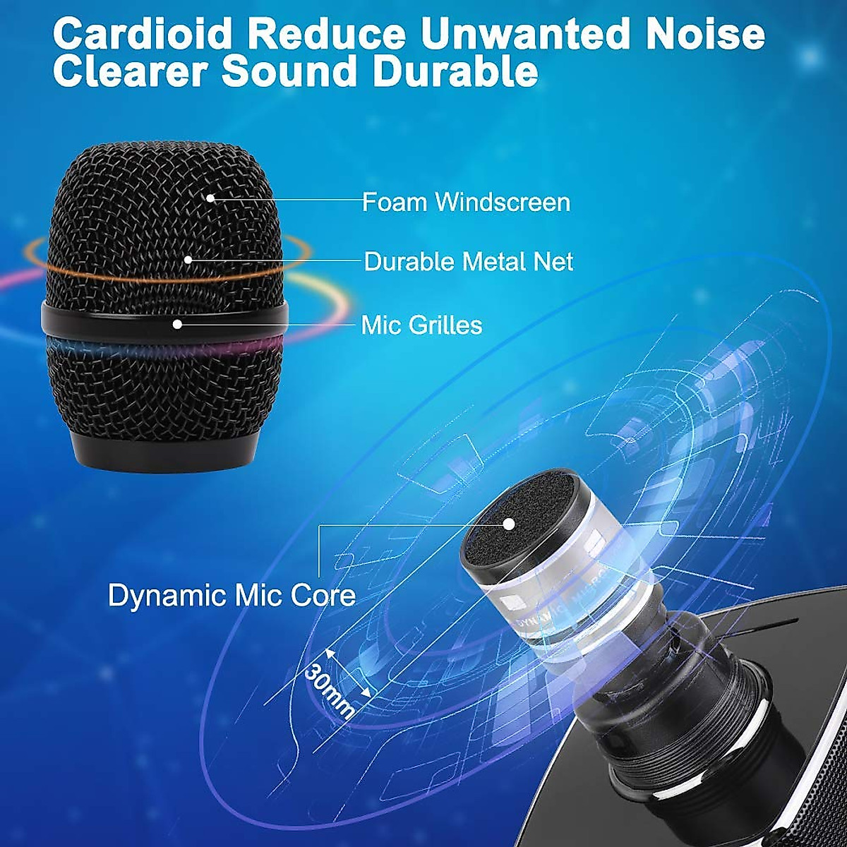 2049 X37 12w Cardioid Dynamic Karaoke Microphone, Adult Kid Handheld Wireless Bluetooth Karaoke Machine for Home/Carpool/Party/Classroom/Outdoor Compatible with Smart phone/PC/PAD/Car Speaker/TV