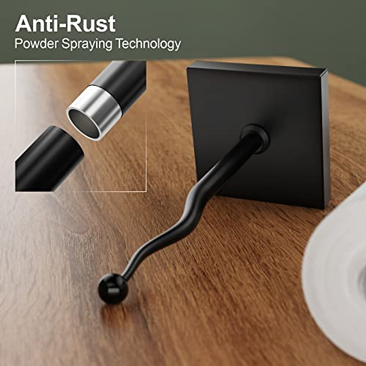 Paper Towel Holder Countertop Stand - GSlife Weighted Standing Paper Towel Roll Holders for Kitchen, Durable Metal - Elegant Black