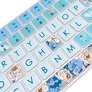 WSLUCKO Keyboard Cover Skin for 2021 New Apple iMac Magic Keyboard (Model: A2520) with Numeric Keypad & Touch ID, Cute Printing Silicone Keyboard Protector,Peony