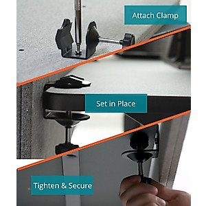 Stand Up Desk Store ReFocus Clamp-on Acoustic Desk Divider Privacy Panel That Reduces Noise and Visual Distractions (Cool Gray, 47.25" X 23.6")