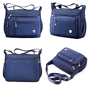 A bundling of cross-body shoulder bags and RFID card wallet for ladies(blue-large)