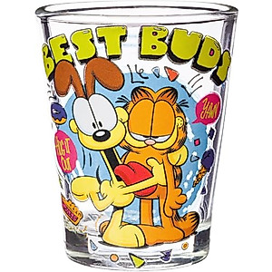 Silver Buffalo Garfield Poses 4 Pack Mini Glass Set Featuring Garfield and Odie, 1.5 Ounces