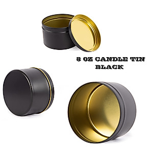 Edamame Candle Tin 24 Pcs,8oz,Candle Containers,Candle Jars for Candle Making,Arts&Crafts,Storage&More -Black