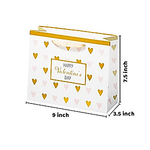 JOYIN 12 Valentine's Day Paper Gift Bags 9"x7.5"x3.5"with Handle, Paper Wrapping Kraft Bags for Funny Gift Giving Novelty Gift Exchange Gift Wrapping Valentines Gift Bags Party Favors (Gold)