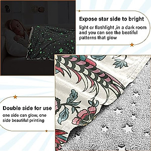 Joko Ivery Flowers Birds Premium Soft Travel Blanket Pillow Airplane Blanket with Hand Luggage Belt & Backpack Clip Travel Essentials 2 in 1 for Office Home Airplane Car