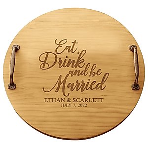 Let's Make Memories Personalized Eat, Drink & Be Married Wood Barrel Tray - Wedding - Newlyweds