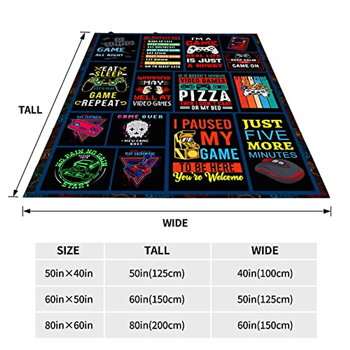 RIEDIOVS Gaming Gifts for Men Boys Boyfriend-Gamer Gifts for Teen Boys-Gaming Blanket 60" x 50" Ideas Gamer Gifts for Game Lovers Men Boys -1