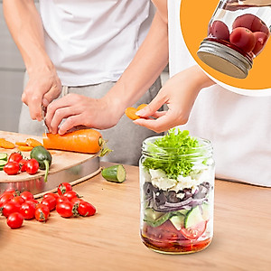 FIREBOOMOON 6 Pack 16 Ounce Clear Plastic Mason Jars Containers With Screw Sealing Metal Tinplate Lids,Refillable Empty PET Plastic Slime Candy Storage Jars Containers for Home Kitchen Art Craft