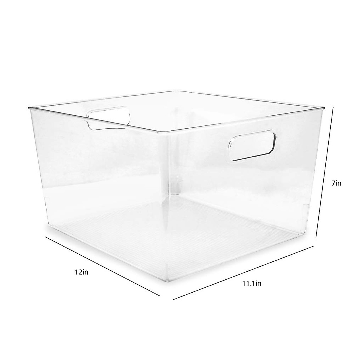 Isaac Jacobs 3-Pack XL Clear Storage Bins with Handles, Plastic Organizer for Office, Home, Kitchen, Pantry, Closet, Kids Room, Cube Shelf, Non-Slip Container Set (3-Pack, Extra-Large)