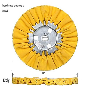 8" Yellow Airway Buffing Wheel,5/8'' Arbor Hole,12 Plys/Hard Polishing for Angle Grinder,1PCS