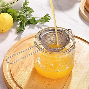 3PCS Fine Mesh Strainers Set, Little Cook Stainless Steel Colanders and Sifters with Sturdy Handle, Perfect for Sift, Strain, Drain and Rinse Vegetables, Pastas and Tea（Large + Medium + Small，3PCS)