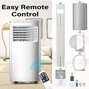 Antarctic Star Portable Air Conditioner 8500 BTU (ASHRAE), Remote Control, Fan Mode, Cools 250sq. ft, 24 Hour Timer, Quiet Operation,Window Fan, 2 Fan Speed for Bedroom Office Home Dorm