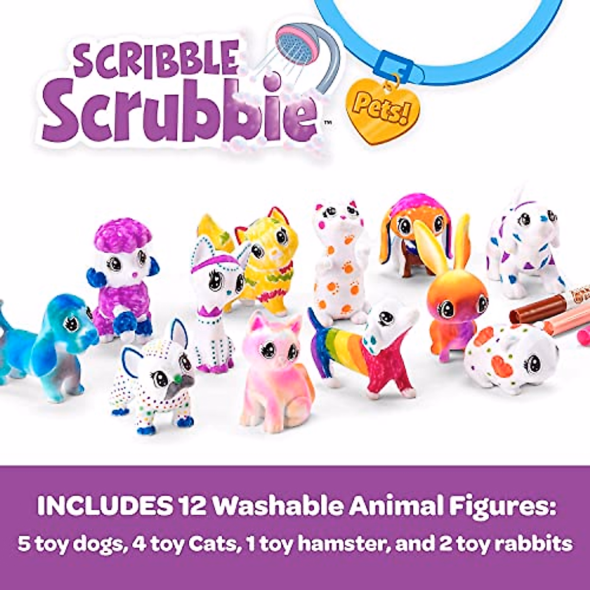 Crayola Scribble Scrubbie Pets Mega Pack (12 Pets), Reusable Pet Care Toy, Dog & Cat Toys for Kids, Holiday Gift for Girls & Boys, 3+