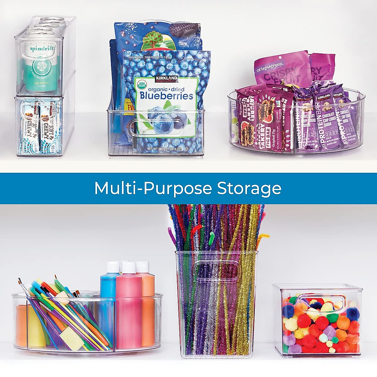 iDesign Recycled Plastic Lazy Susan Turntable Organizer Pantry, Bathroom, General Storage and More, The Linus Collection, 11.5", Clear