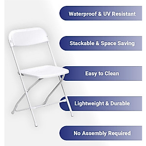 TentandTable Heavy Duty Poly Plastic Stackable Folding Chairs | White | for Event, Banquet, and Wedding| 300-Pound Capacity | 140 Pack