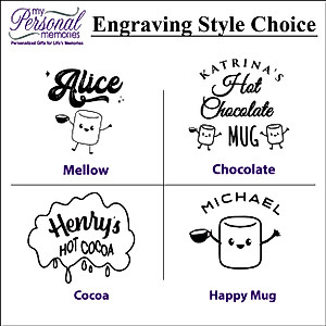 Custom Personalized Premium Kids Hot Cocoa and Hot Chocolate Mug for Boys, Girls, Mom and Dad (Silver)