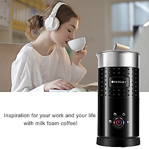 Huogary Electric Milk Frother and Steamer - 4 In 1 Automatic Milk Steamer,300ml/10.1oz Hot& Cold Foam Maker and Milk Warmer For Latte,Cappuccinos,Macchiato,Silent Working,Black,120V