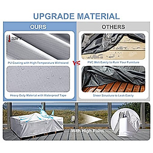 Outdoor Patio Furniture Cover, 420D Heavy Duty Waterproof UV-Resistant Snow Protection Patio Couch Cover for 9-13 Piece Rectangular/Oval Dining Tables, 124" L X 70" W X 27" H