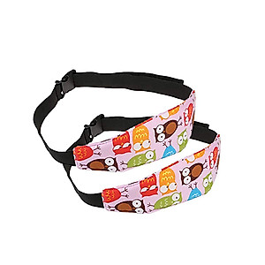 G-Tree 2 Pcs Fixing Band Baby Kid Head Support Holder Owl Print Sleeping Belt Car Seat Sleep Nap Holder Belt Baby Stroller Safety Seat Holder Belt(Pink)