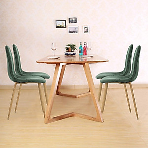 GreenForest Velvet Dining Chairs Set of 4，Dining Kitchen Room Chairs, Mid Century Modern Upholstered Side Chairs with Metal Legs,Dark Green