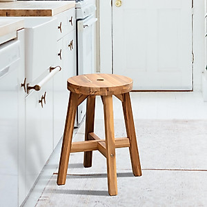 Tomile Acacia Wood Stool Round Top Chairs Best Ideas End Tables for Sofas Sub-Stool for Living Room Bedside Strong Weight Capacity Upto 350 LBS, Natural Color