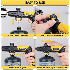 Powerful Cooking Torch, TBTEEK Sous Vide Propane Torch, Kitchen Culinary Grilling Torch Lighter for Searing Meat, Charcoal Lighter, BBQ and Campfire Starter (Tank Not Included)