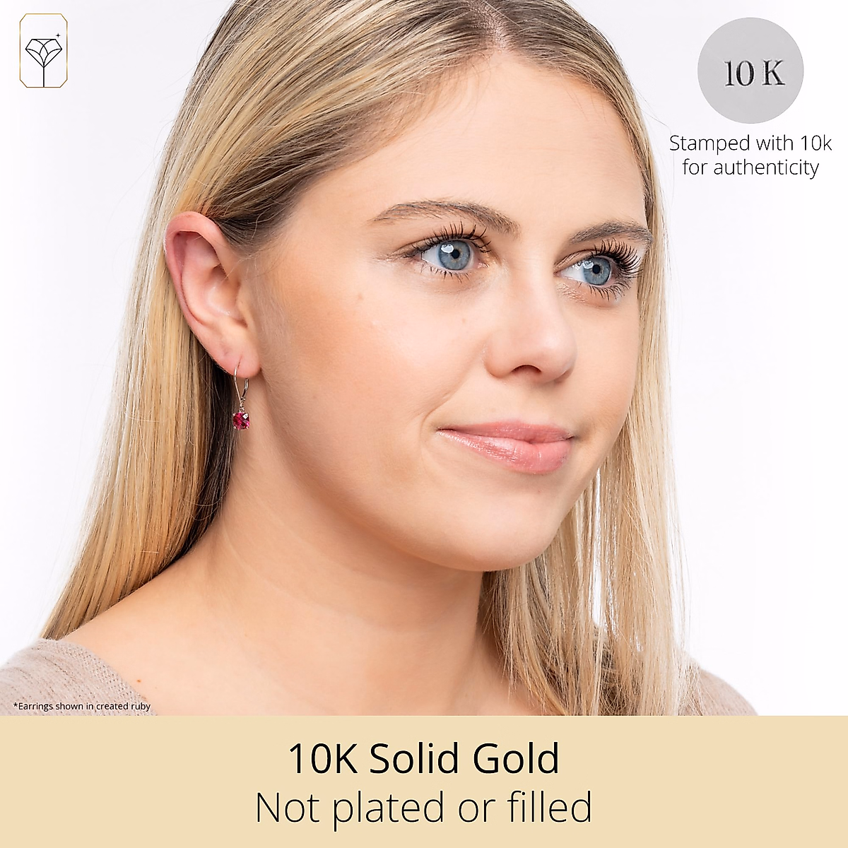 MAX + STONE 10k White Gold Cushion-Cut Checkerboard Created Sapphire Leverback Earrings (6mm)