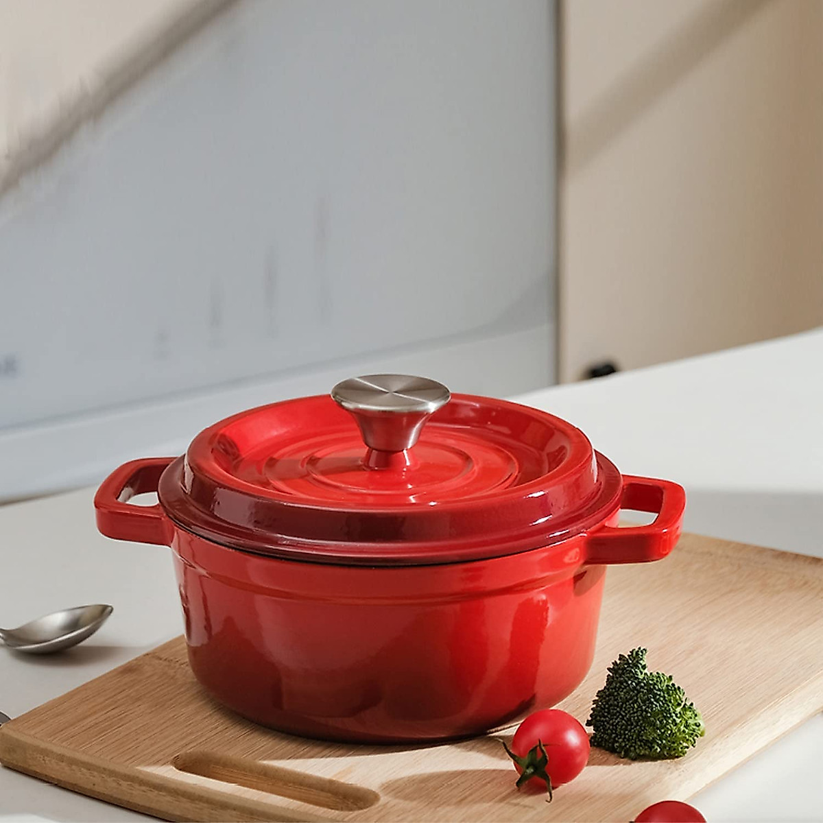 Dutch Oven Knob Stainless Steel Replacement Handle for Le Creuset,Aldi,Lodge and Other Enameled Cast-Iron Dutch Oven Pot Lid Knob Replacement(Silver 1 Set)