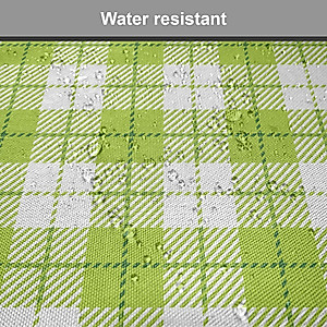 Lunarable Plaid Chair Seating Cushion Set of 2, Retro Style Vibrant Green Pattern with Traditional Irish Scottish Design, Anti-Slip Seat Padding for Kitchen & Patio, 16"x16", Yellow Green White