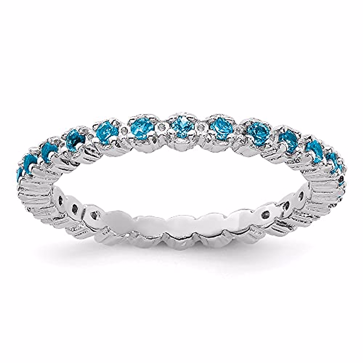 IceCarats 925 Sterling Silver Blue Topaz Stackable Ring Gemstone Band December Birthstone Jewelry Size 8.00