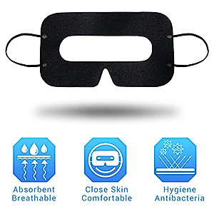 200 Pcs Disposable VR Face Mask Breathable Cover Eye Mask for VR Nonwoven Fabric Sanitary VR Mask, VR Eye Cover Pad (Black)