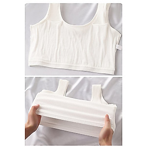 Herepai Training Bras for Girls Seamless Cami Bralettes Sports Striped Vest (7-9 Years, Colors of 6)